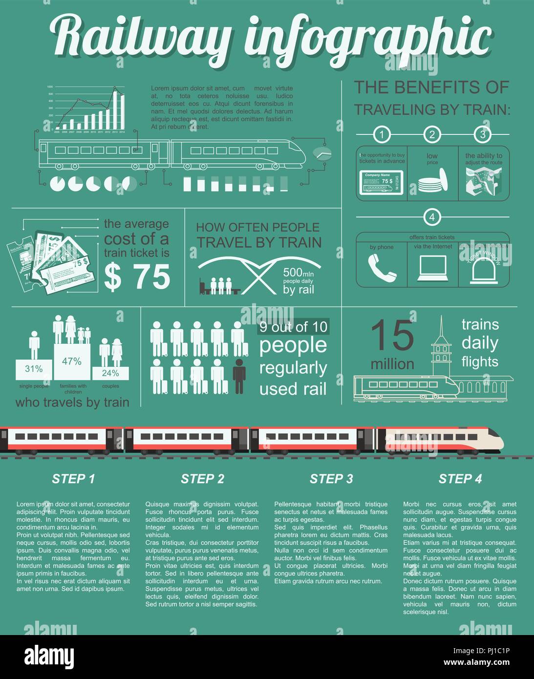 Railway infographic. Set elements for creating your own infographics ...