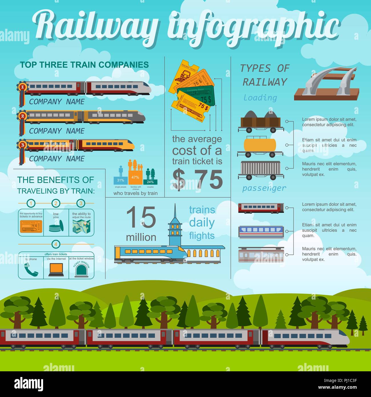 Railway infographic. Set elements for creating your own infographics ...