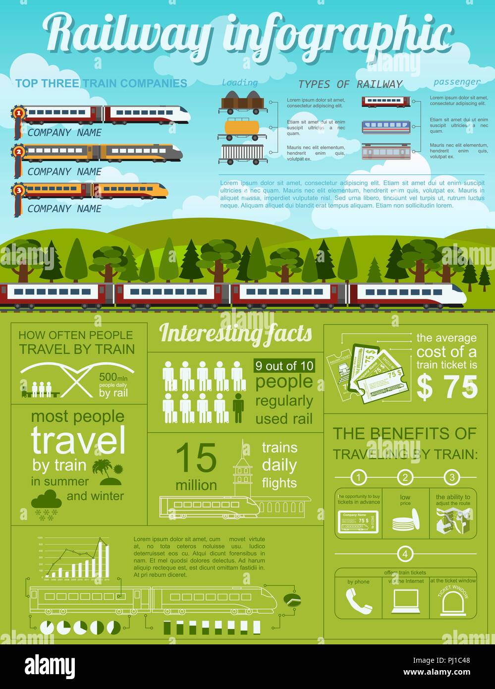 Railway infographic. Set elements for creating your own infographics ...
