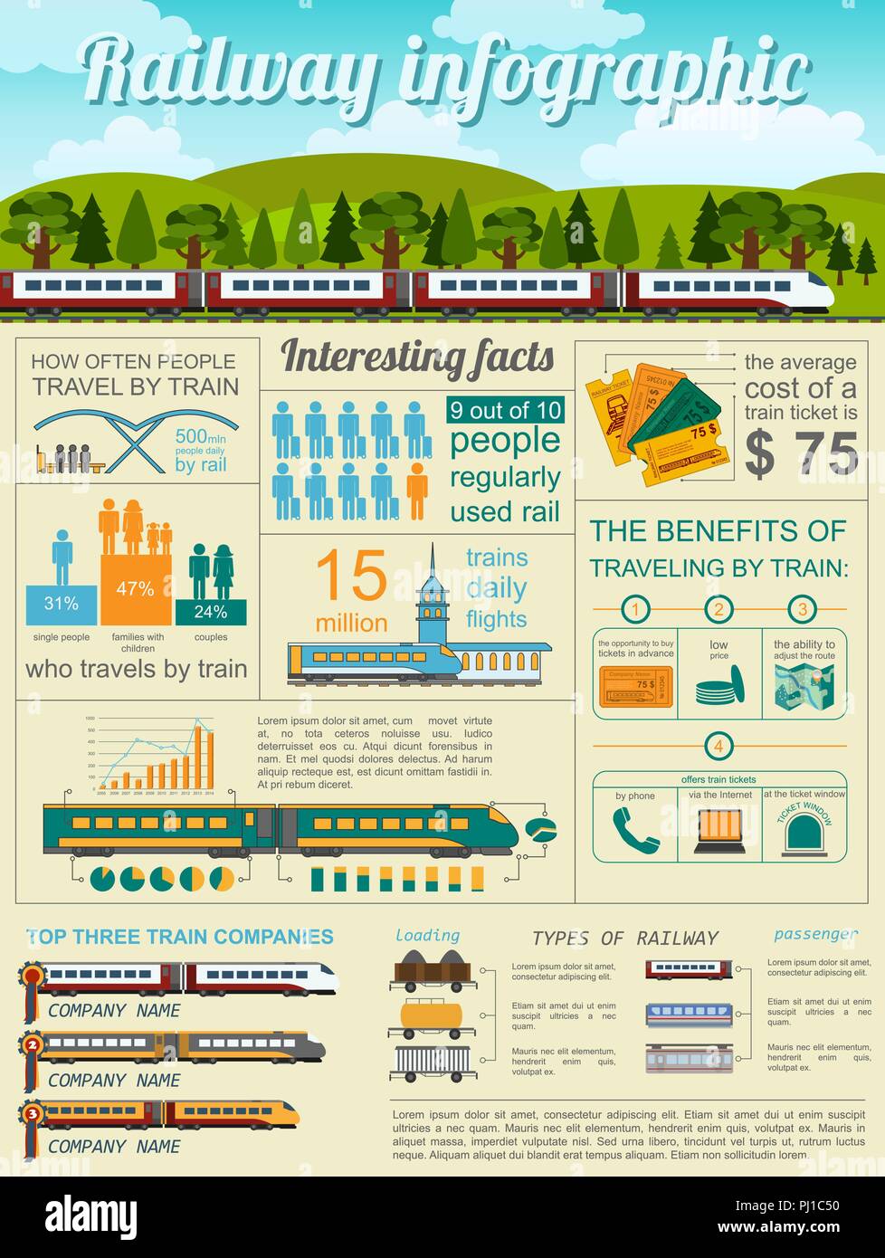 Railway infographic. Set elements for creating your own infographics ...