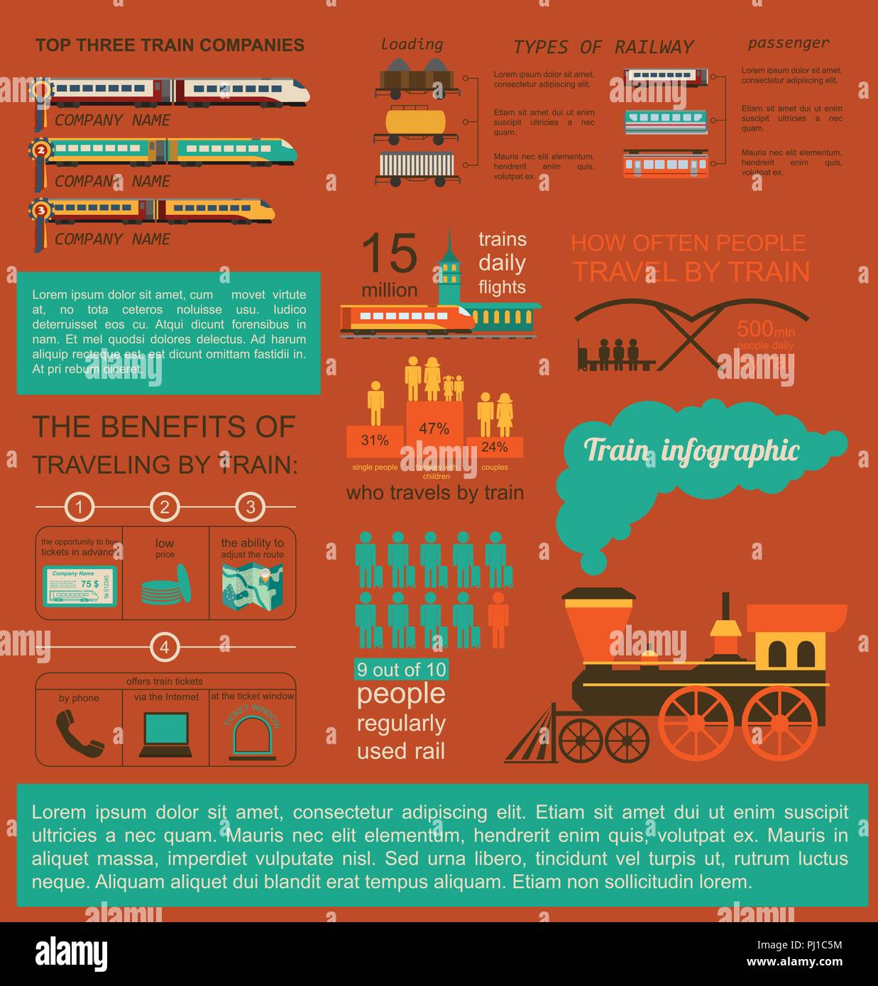 Railway infographic. Set elements for creating your own infographics ...