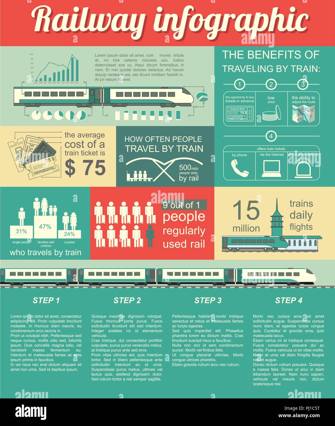 Railway infographic. Set elements for creating your own infographics ...