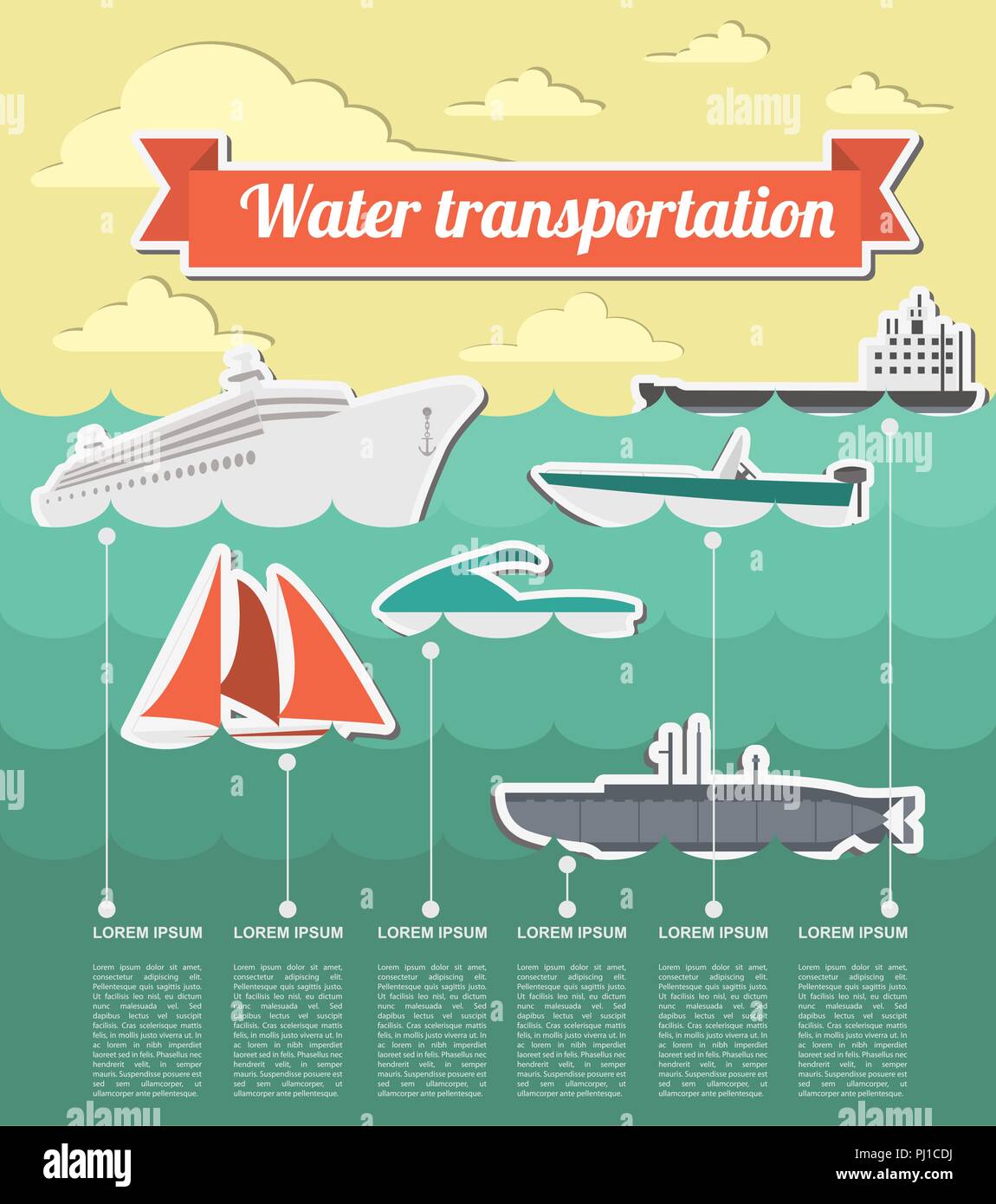 Water transport infographics elements. Nautical. Retro styled ...