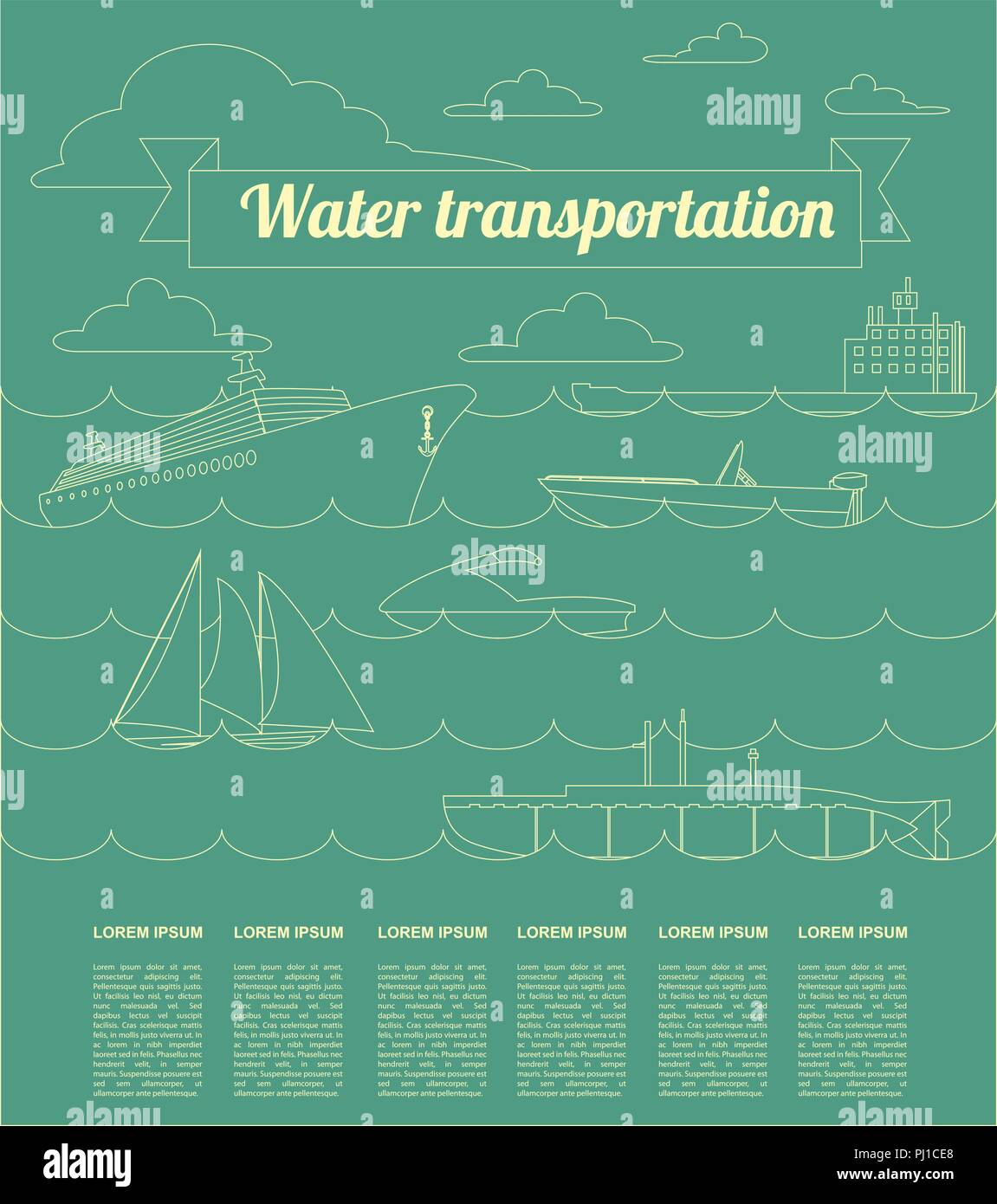Water transport infographics elements. Nautical. Retro styled ...