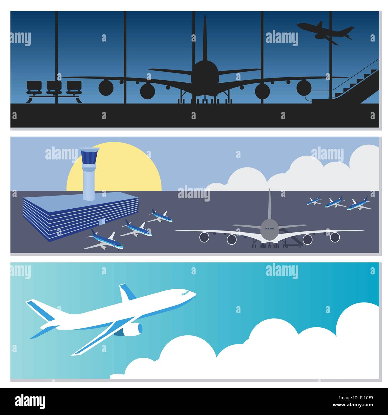 Set of flying airplanes banners for your text. Vector illustration ...