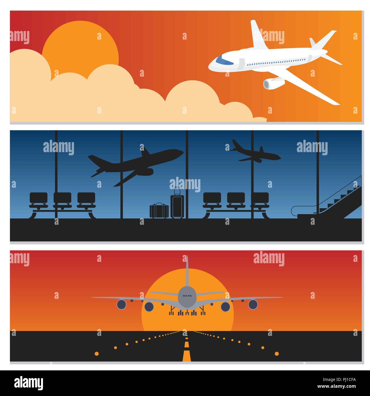 Set of flying airplanes banners for your text. Vector illustration ...