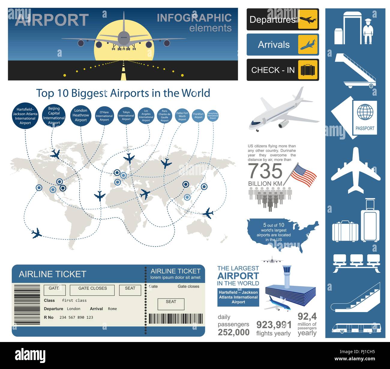 Airport, air travel infographic with design elements. Infographic ...