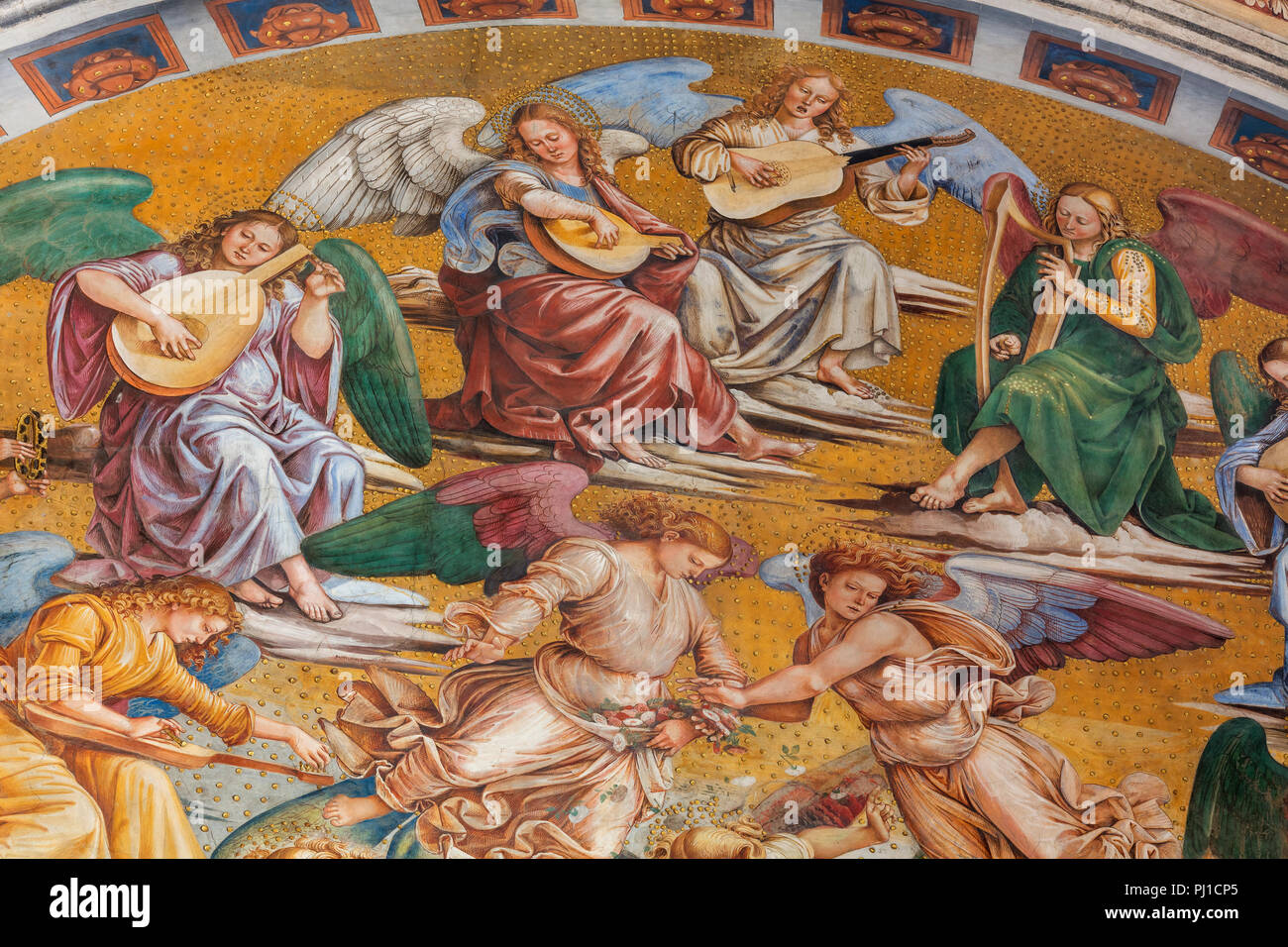 Fresco painting by Luca Signorelli (1499), Orvieto Cathedral, Orvieto ...