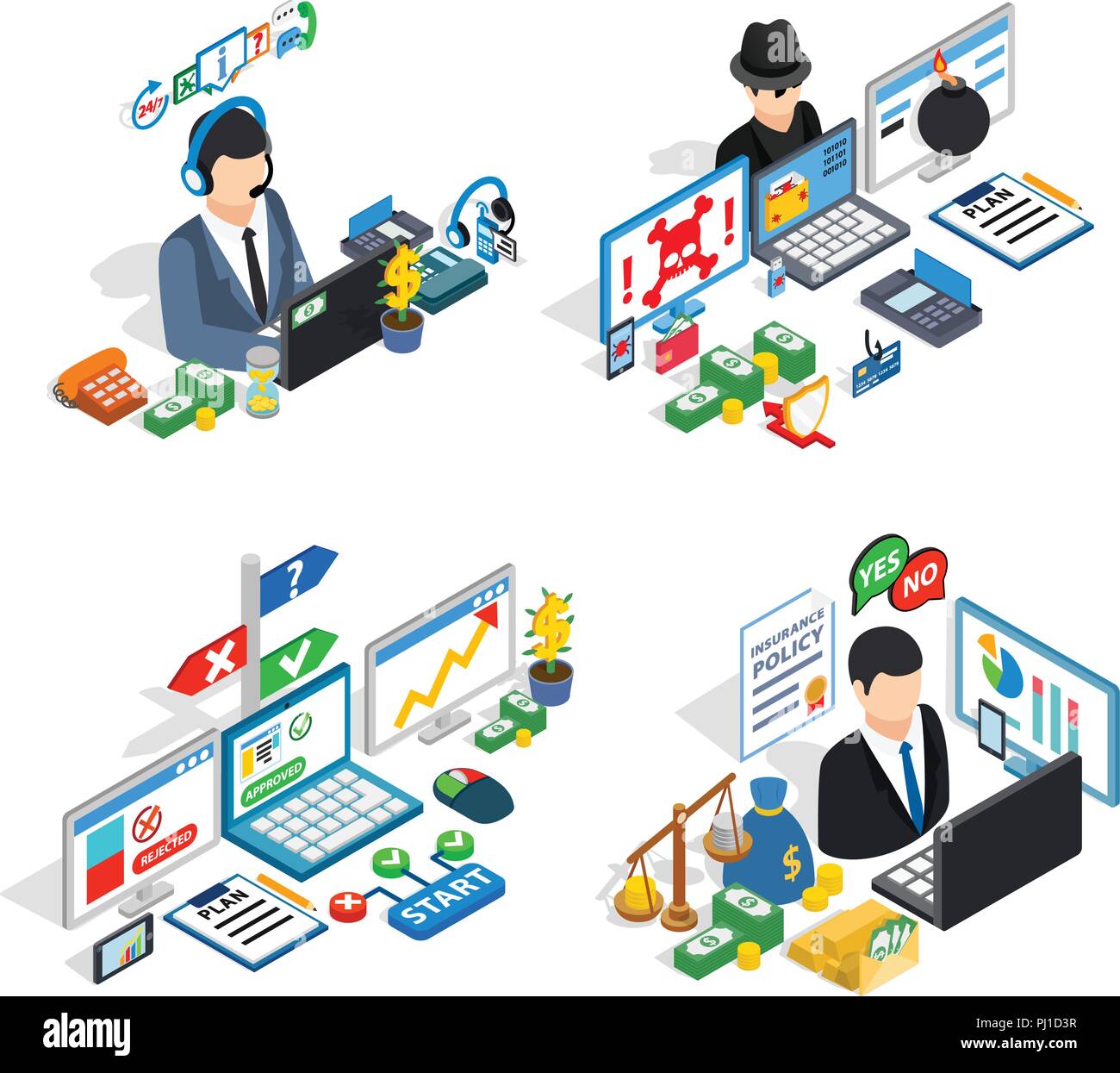 Money management clip art set, isometric style Stock Vector Image & Art ...