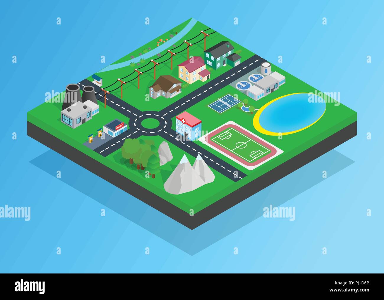 Small town clip art, isometric style Stock Vector Image & Art - Alamy