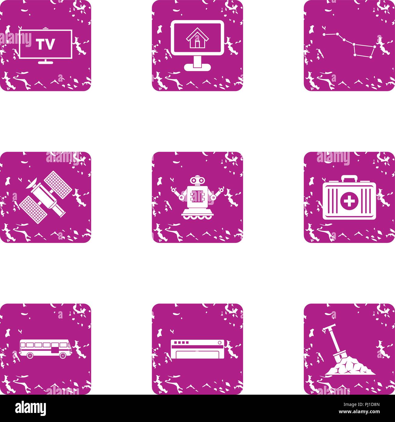 TV software icons set, grunge style Stock Vector Image & Art - Alamy