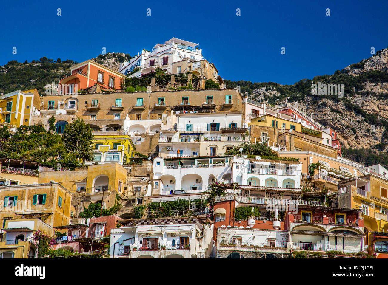 stunning view of colorful buildings of Positano, romantic gem of Amalfi ...