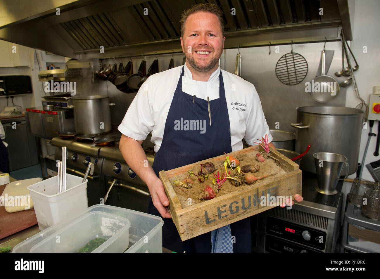 Chris Eden a Michelin starred chef at the Driftwood Hotel, Cornwall, UK ...