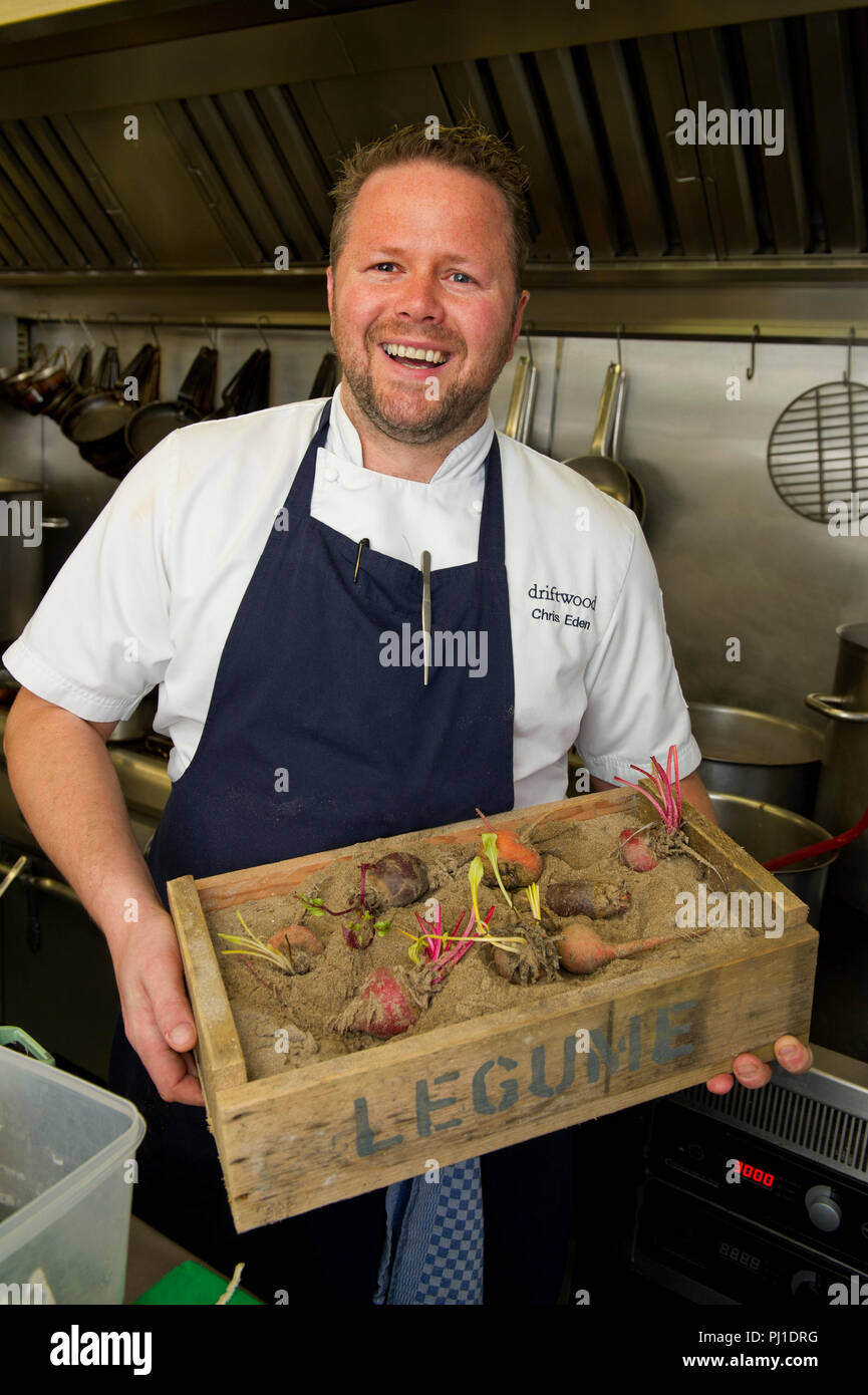 Chris Eden a Michelin starred chef at the Driftwood Hotel, Cornwall, UK ...