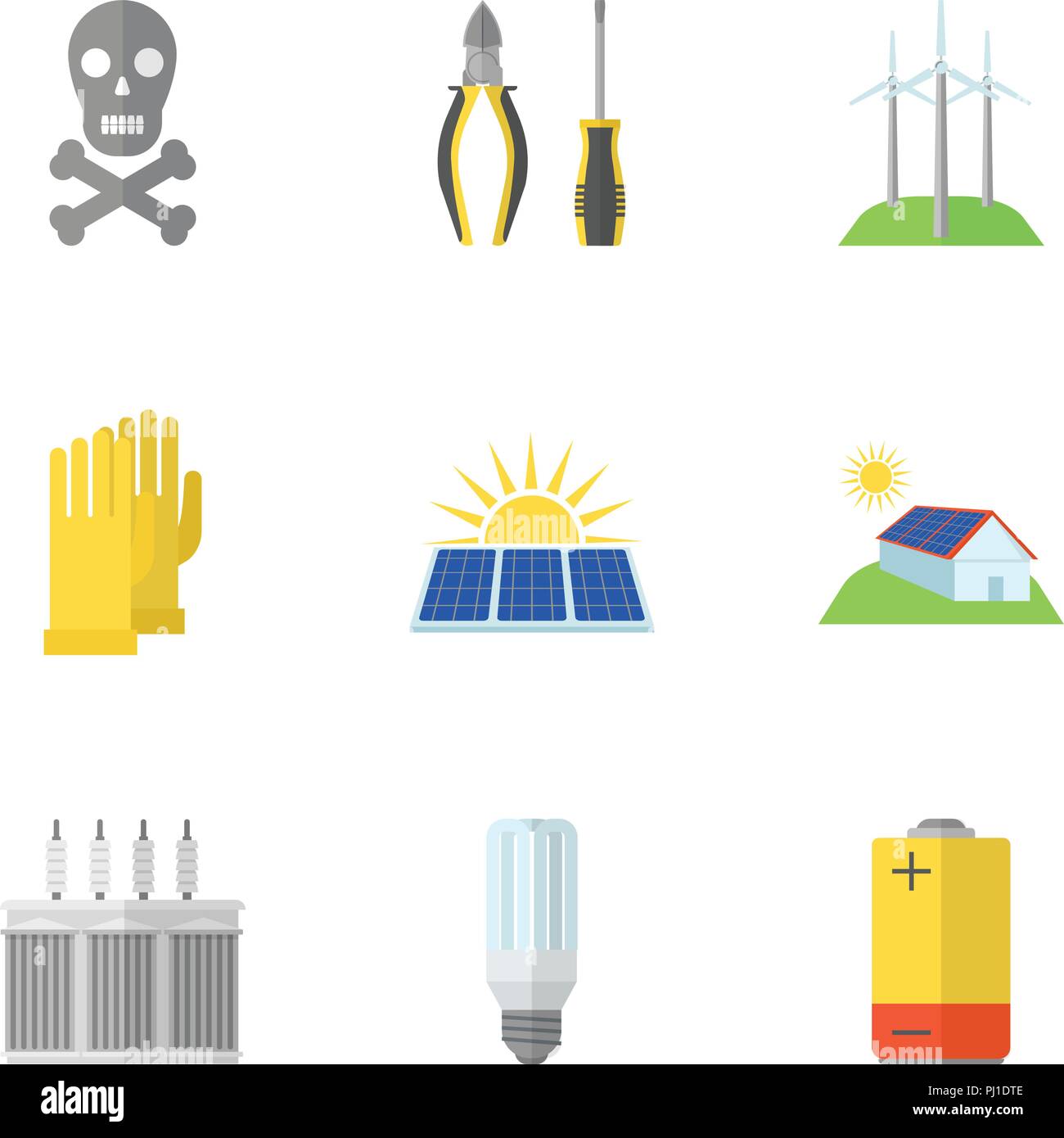 Electric system icons set, flat style Stock Vector Image & Art - Alamy