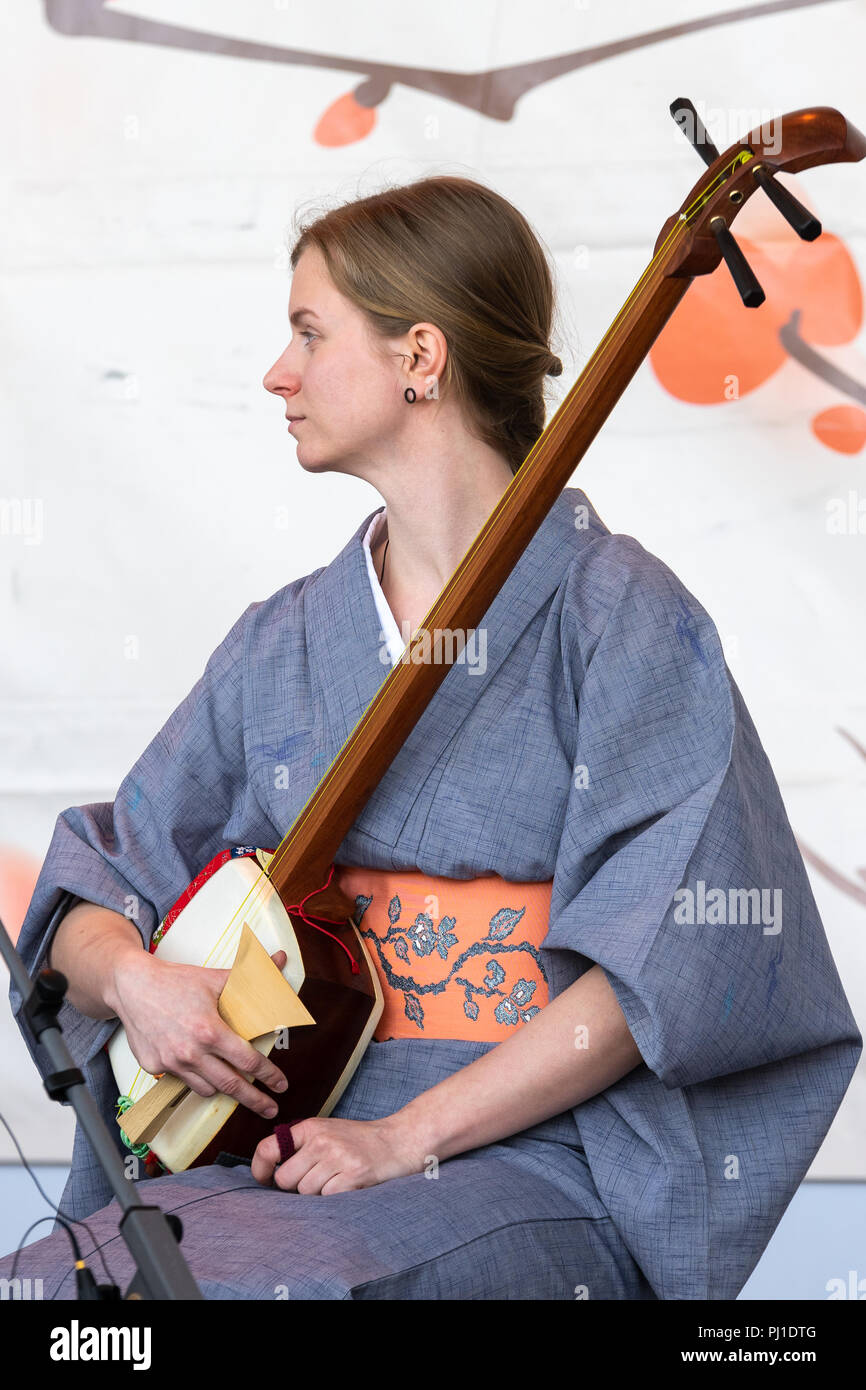Sakura flowering day. Park "Gardens of the World" (Gaerten der Welt ...