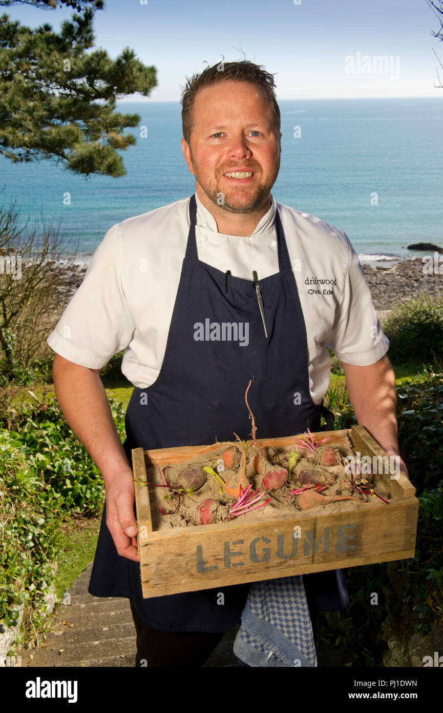 Chris Eden a Michelin starred chef at the Driftwood Hotel, Cornwall, UK ...