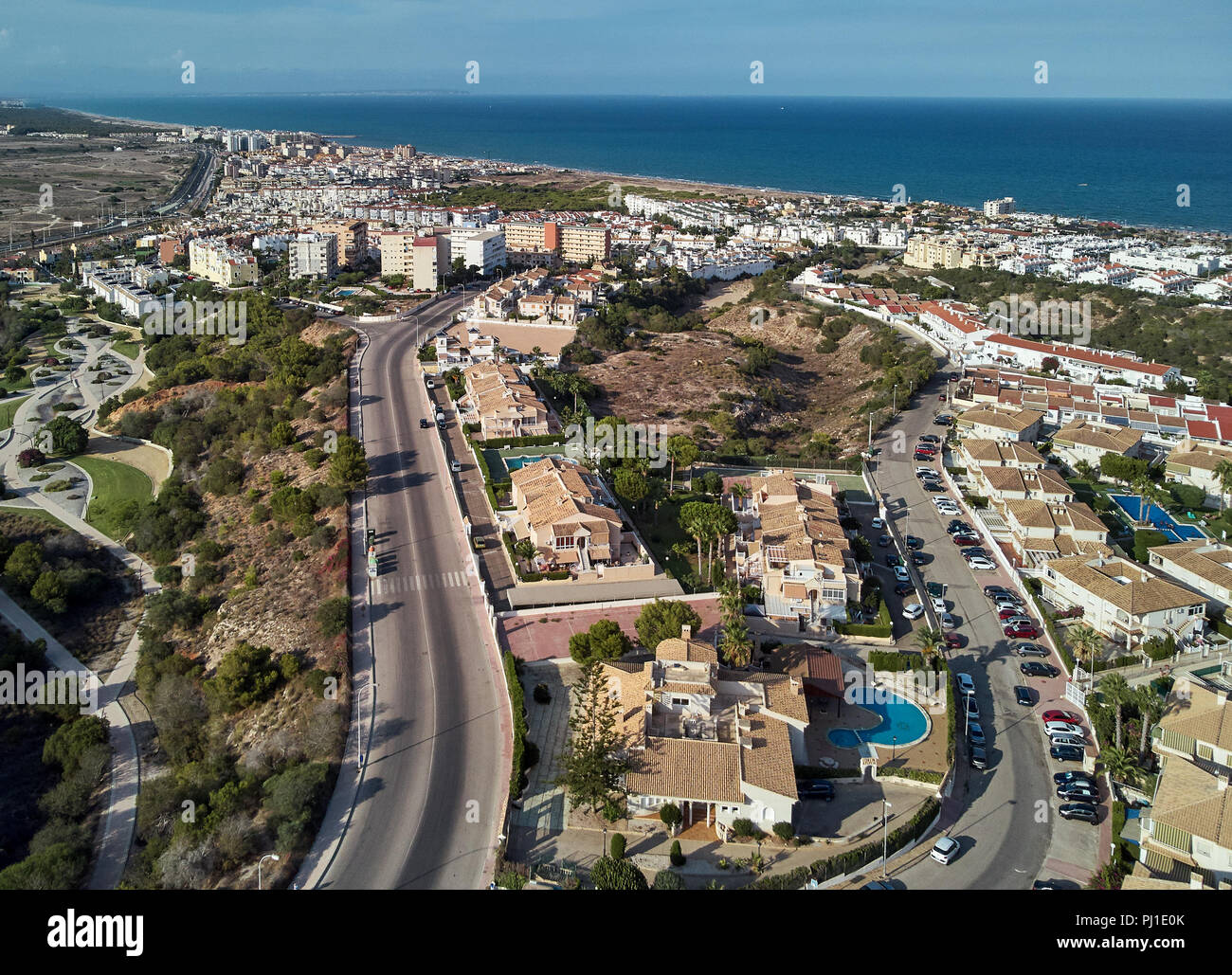Aerial panoramic view of Torrevieja spanish resort cityscape. Town ...