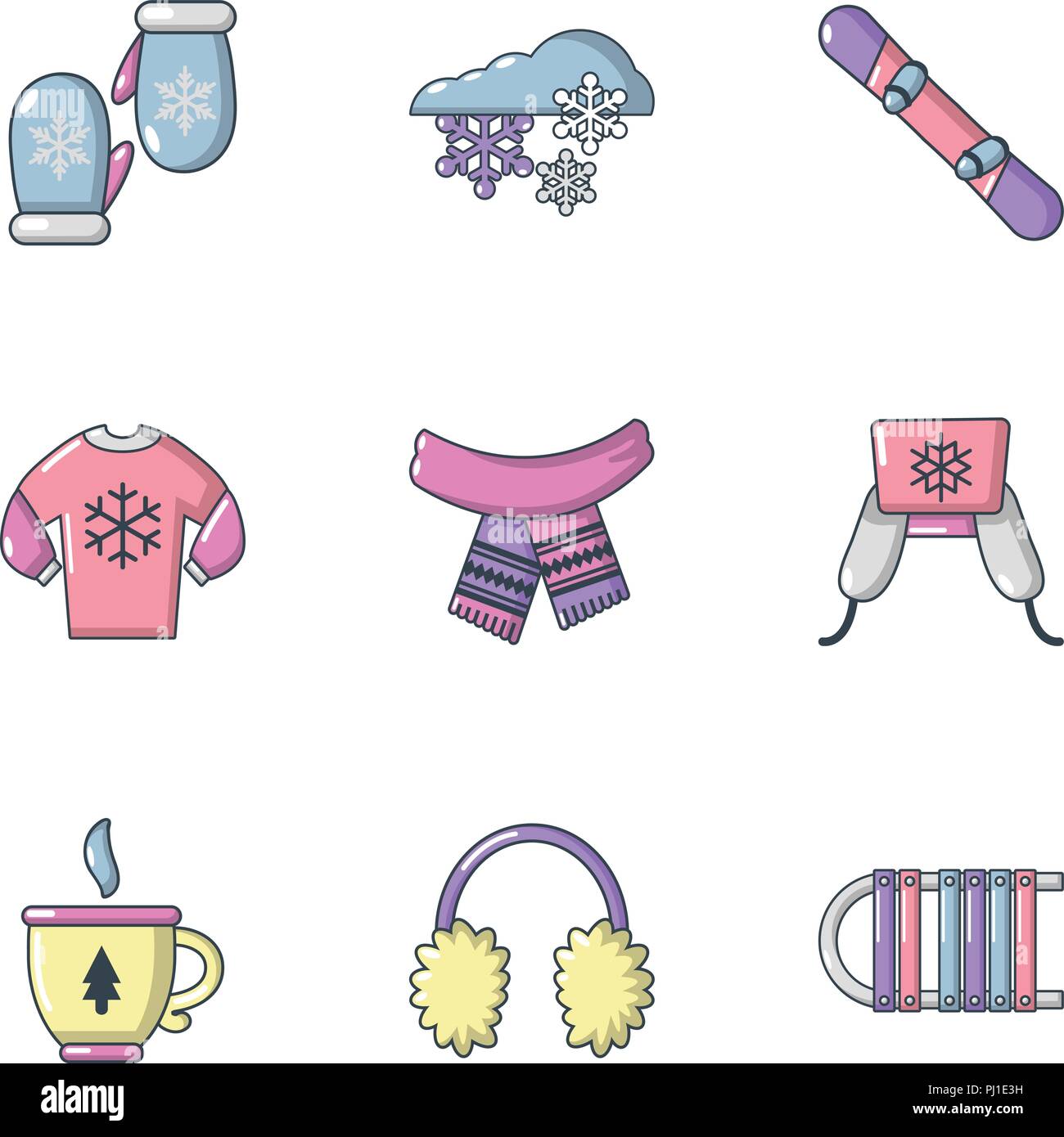 Winter protection icons set, cartoon style Stock Vector Image & Art - Alamy