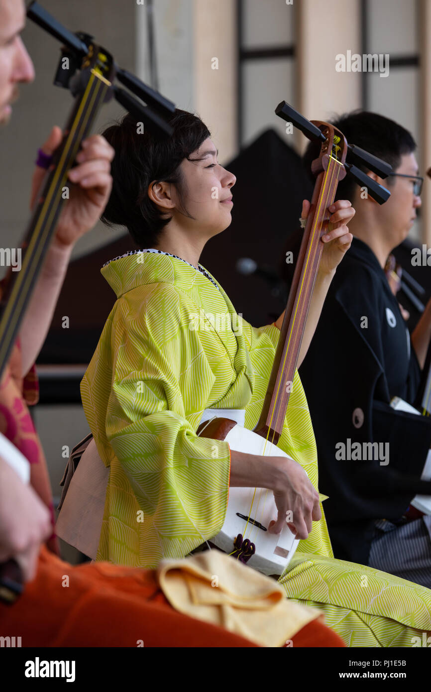 Sakura flowering day. Park "Gardens of the World" (Gaerten der Welt ...