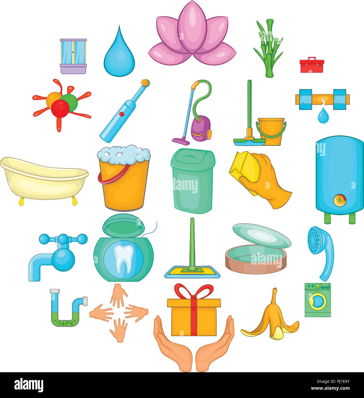 Cleanup icons set, cartoon style Stock Vector Image & Art - Alamy