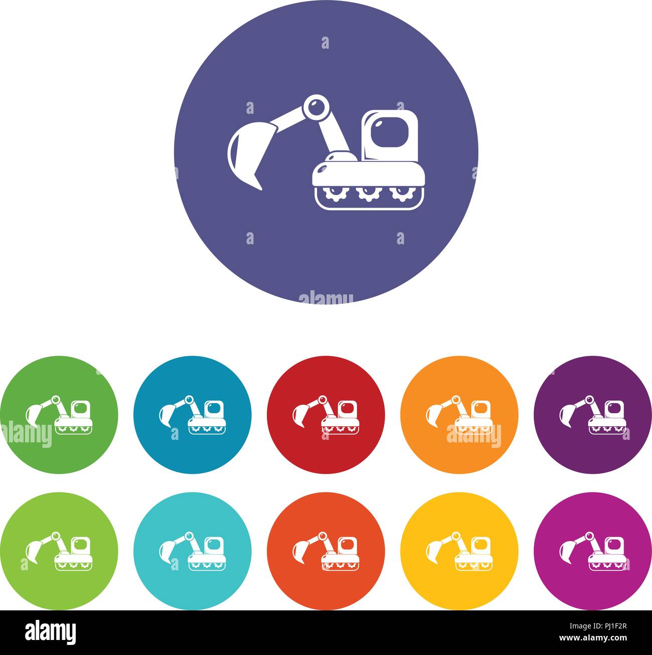 Excavator icons set vector color Stock Vector Image & Art - Alamy