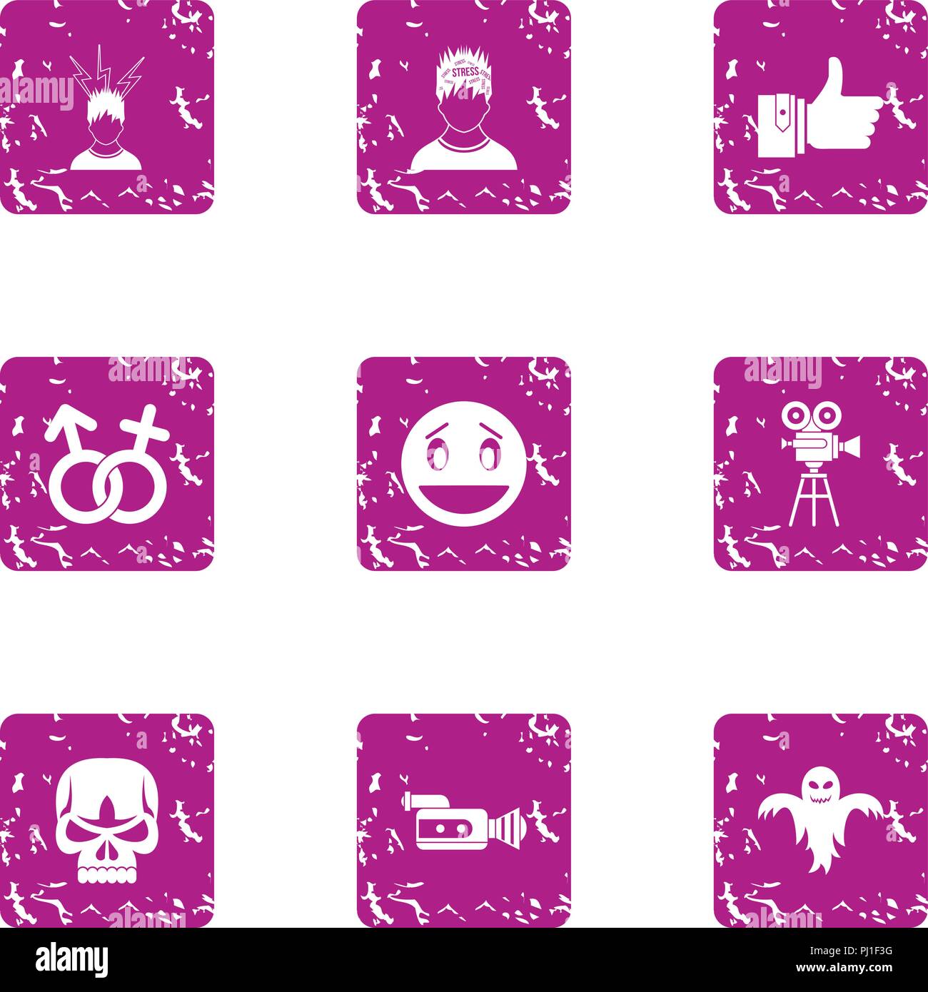 Scary period icons set, grunge style Stock Vector Image & Art - Alamy
