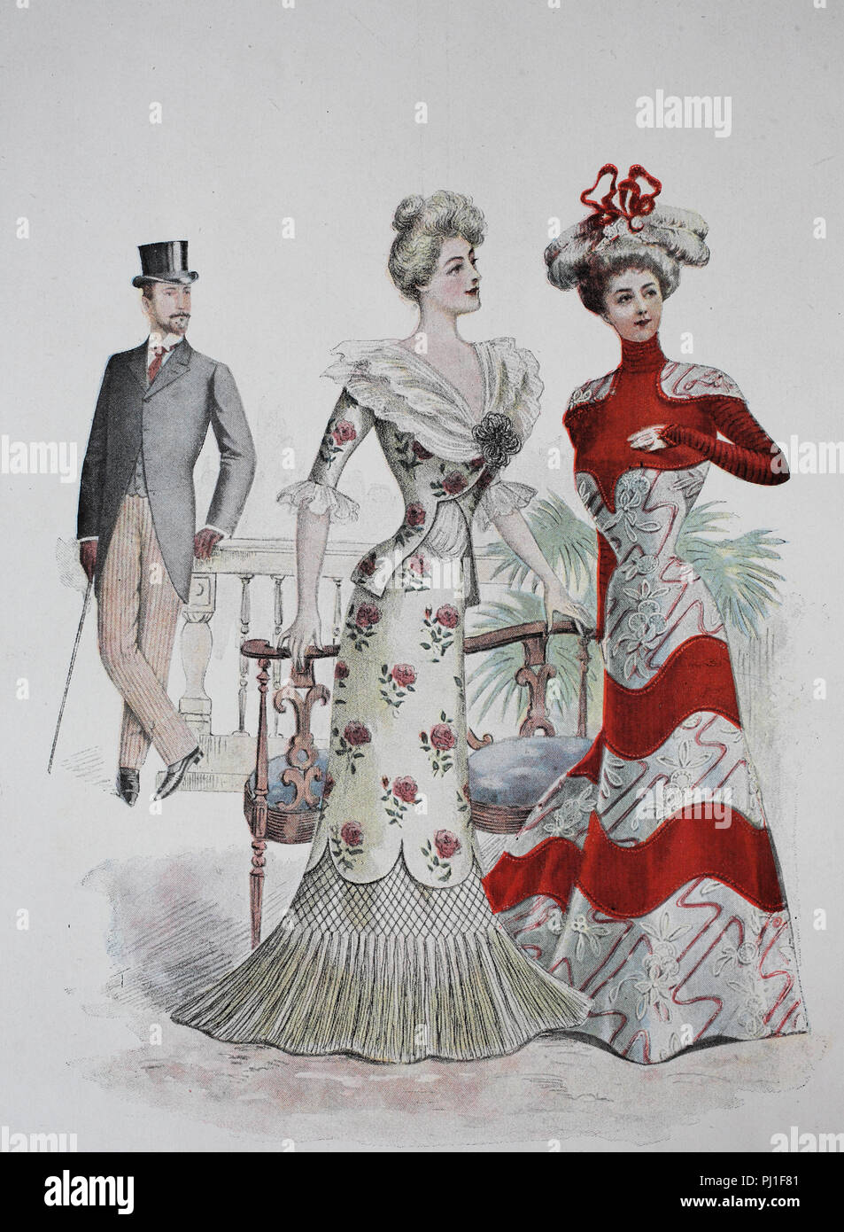 Fashion of Ladies and Gentlemen at Paris in the year 1899, digital ...