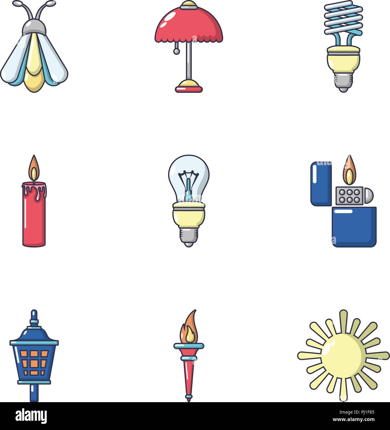 Illumination icons set, cartoon style Stock Vector Image & Art - Alamy
