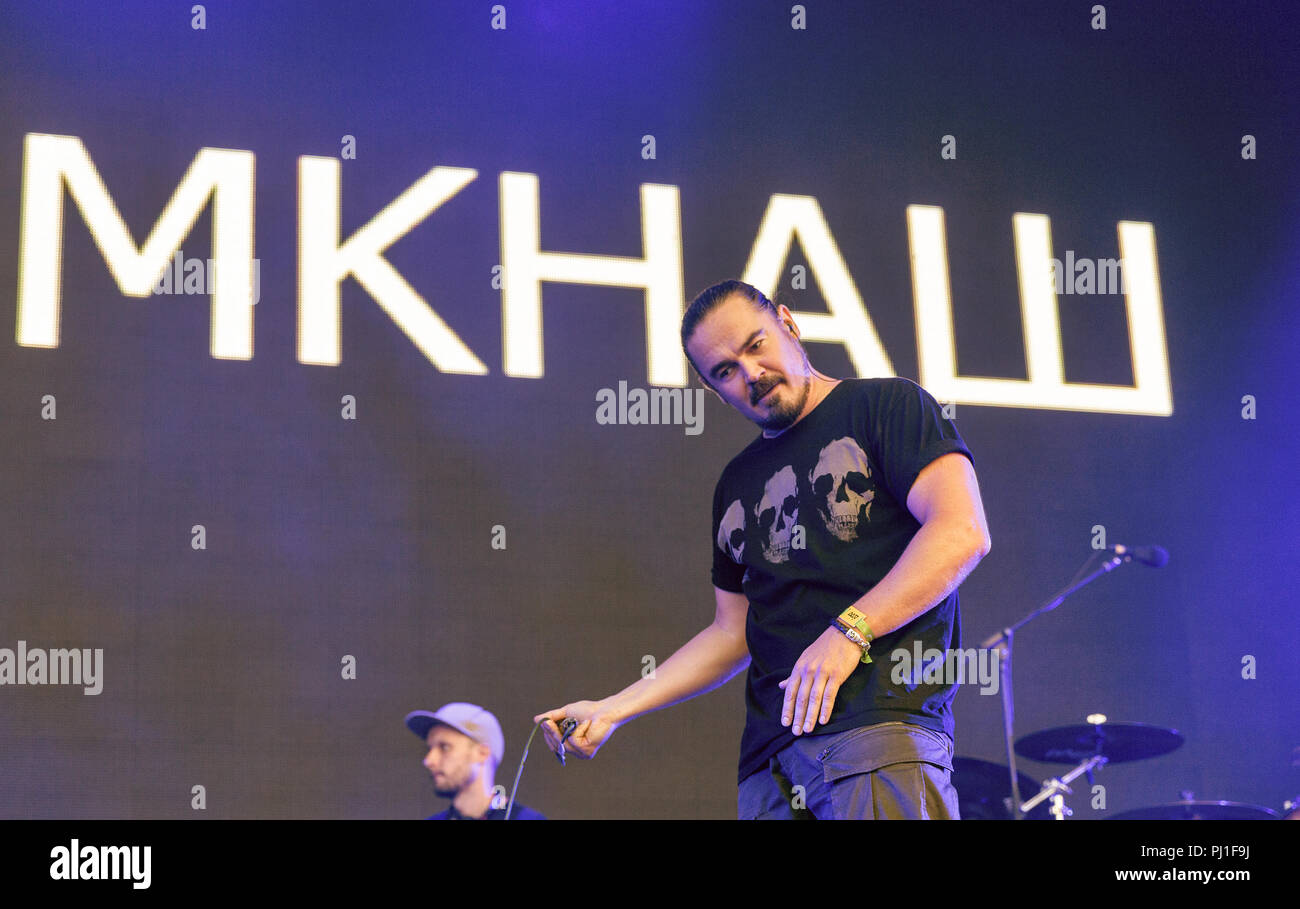 KIEV, UKRAINE - JULY 05, 2018: Ukrainian hip-hop band TNMK and Fahot ...