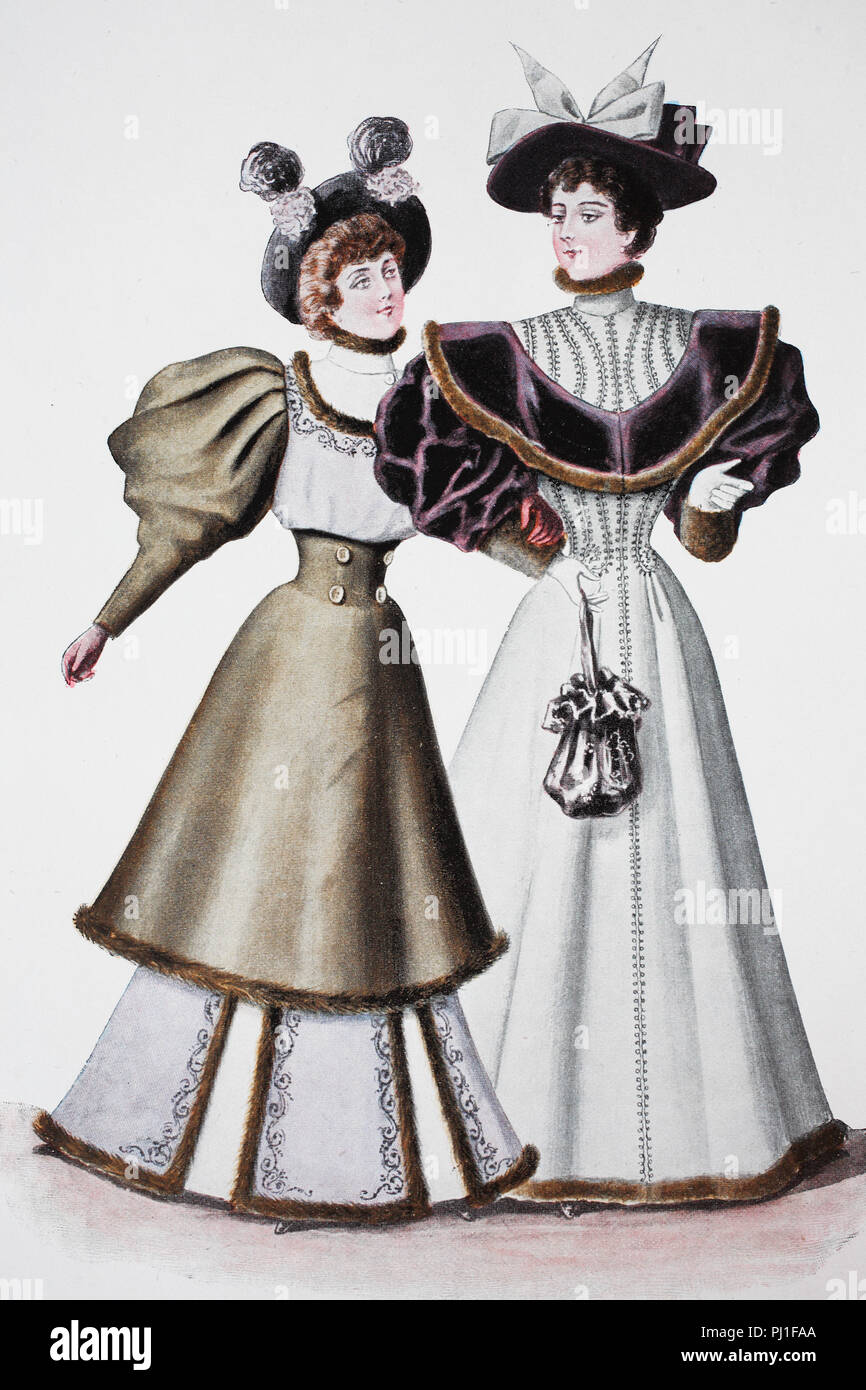 woman with street costume from the year 1894, Paris, France , digital ...