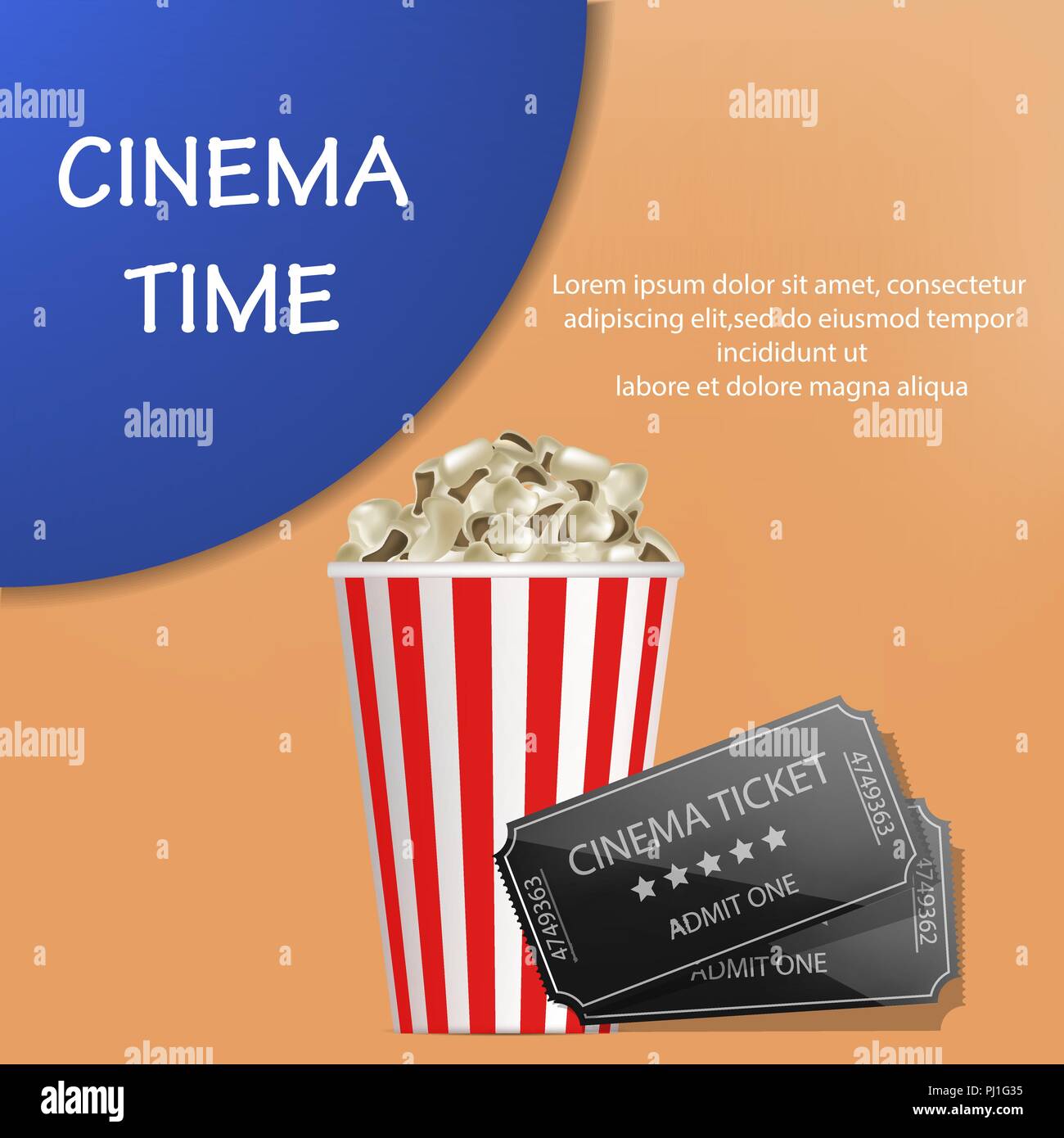 Cinema time popcorn concept background, realistic style Stock Vector ...