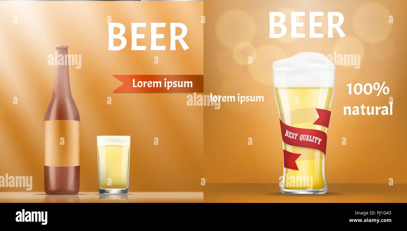 Natural beer banner set, realistic style Stock Vector Image & Art - Alamy