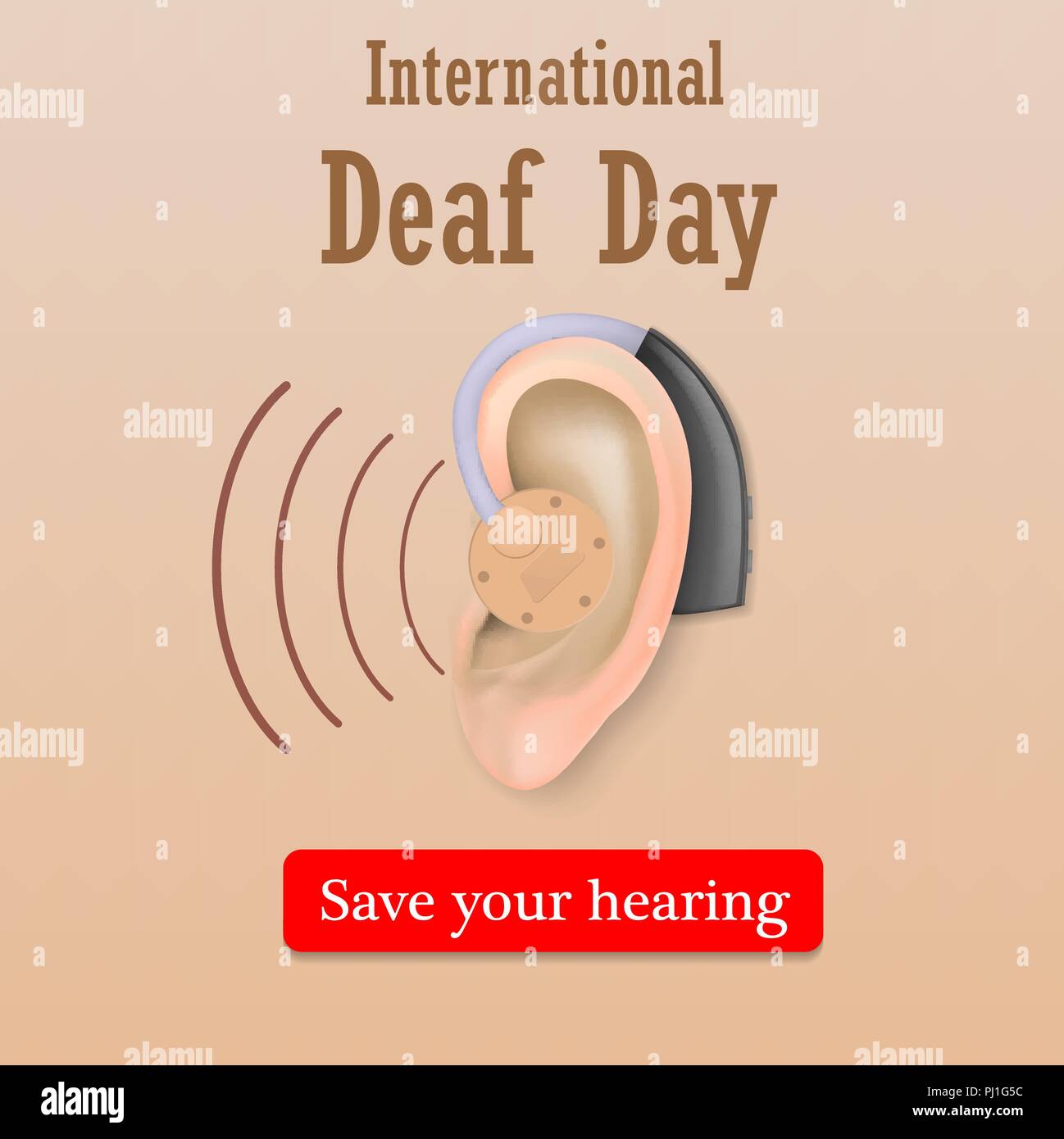 Deaf day save your hearing concept background, realistic style Stock ...