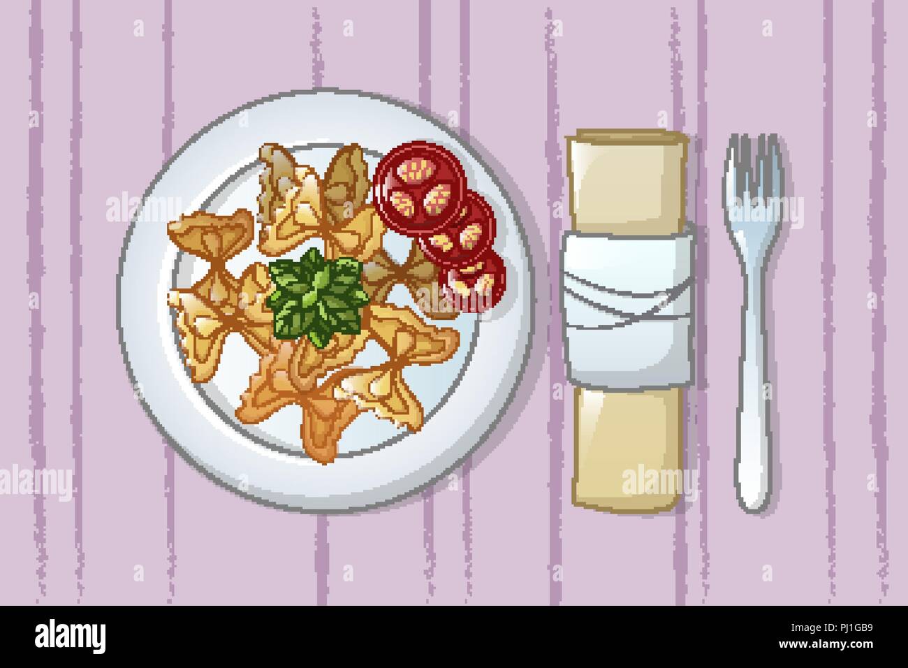 Italian pasta on plate concept background, cartoon style Stock Vector ...