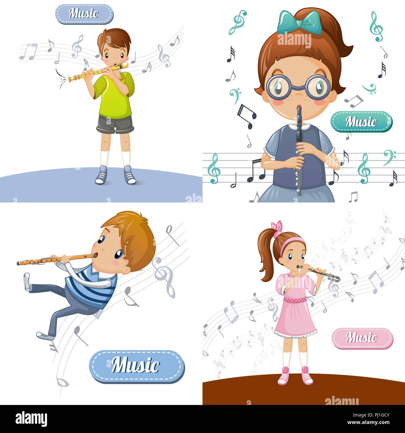 Flute music banner set, cartoon style Stock Vector Image & Art - Alamy