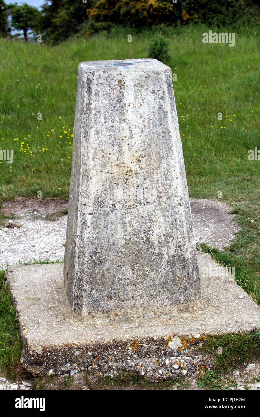 A concrete British Ordnance Survey triangulation point, or Trig Point ...