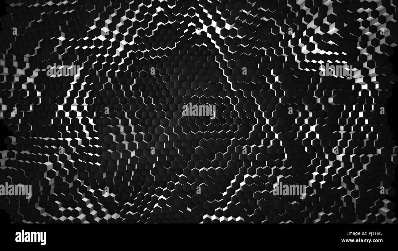 3d illustration, abstract background, volumetric undulating movement of ...