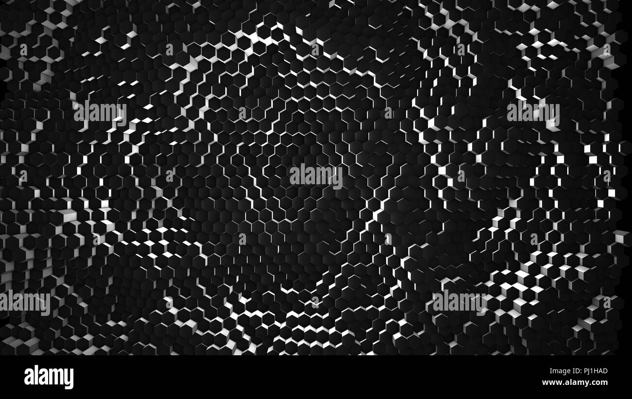 3d illustration, abstract background, volumetric undulating movement of ...