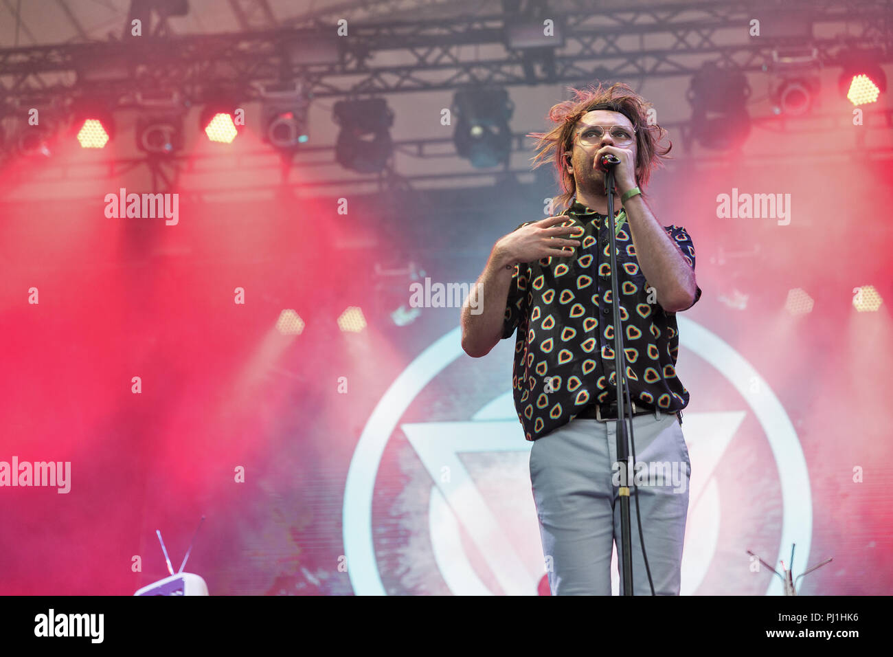 KIEV, UKRAINE - JULY 08, 2018: Enter Shikari, a British alternative ...