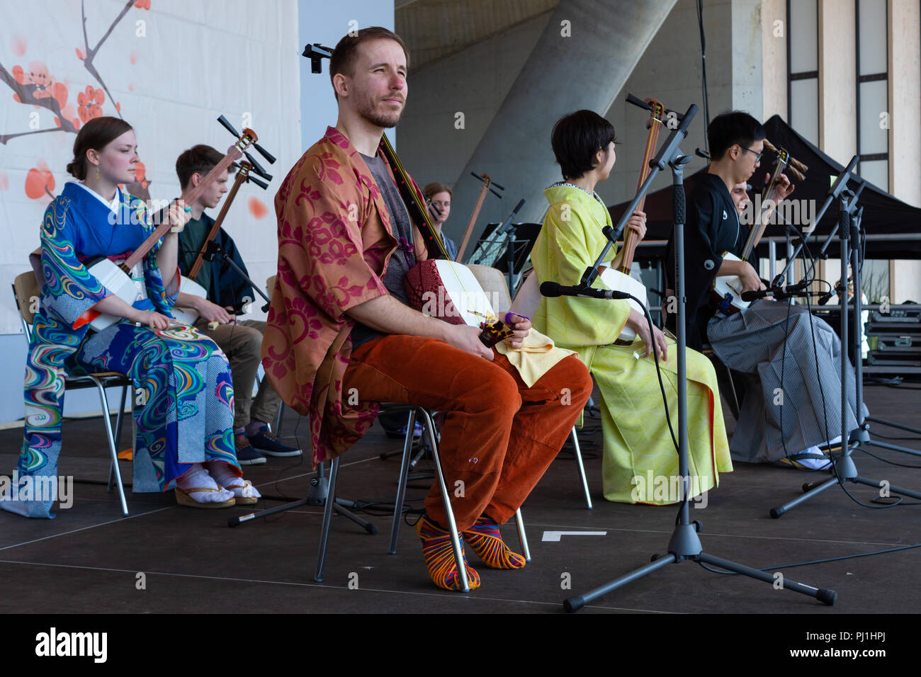Sakura flowering day. Park "Gardens of the World" (Gaerten der Welt ...