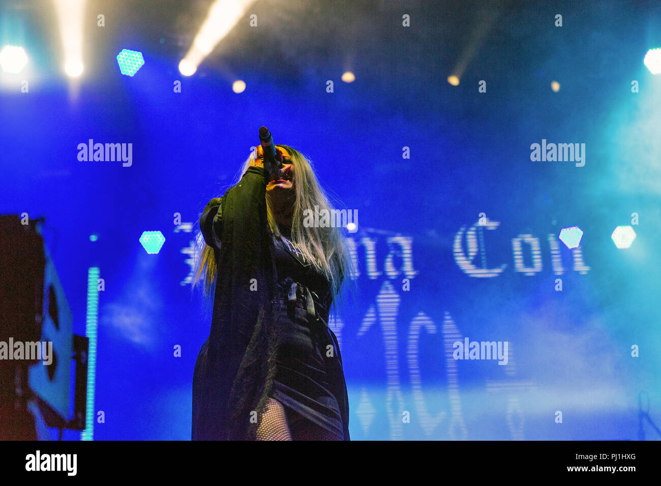 KIEV, UKRAINE - JULY 08, 2018: Lacuna Coil, Italian gothic metal rock ...