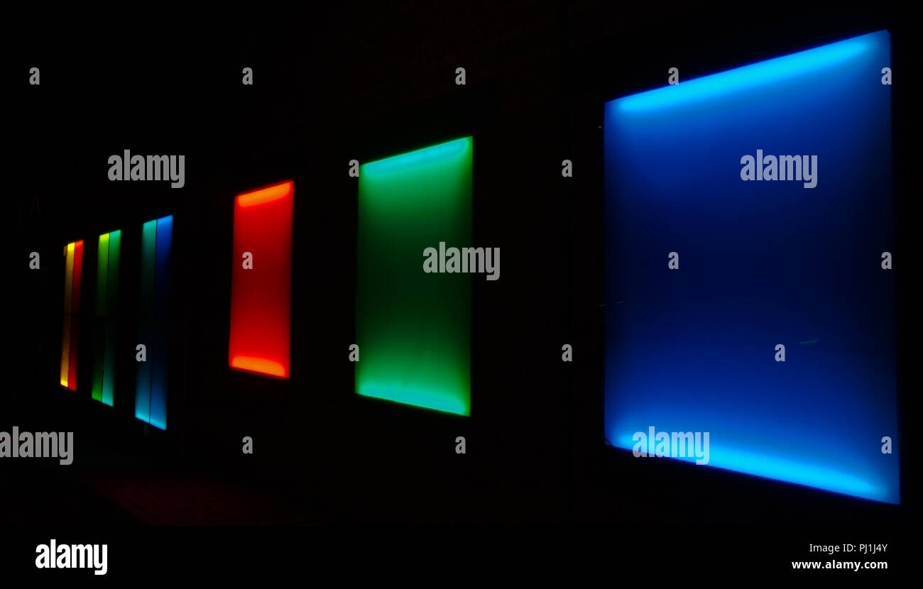 Coloured, illuminated panels at night Stock Photo - Alamy