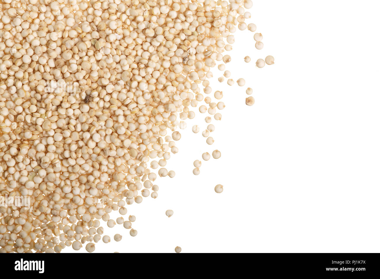 white quinoa seeds isolated on white background with copy space for ...