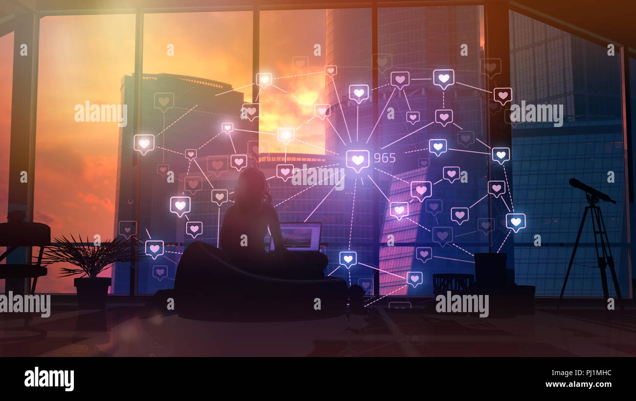 Social connections and communication, infographics Stock Photo - Alamy