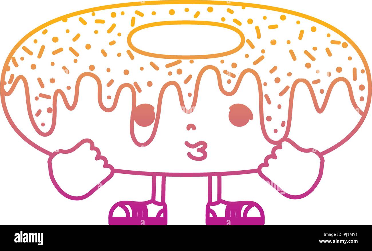 degraded line kawaii sad donut with arms and legs Stock Vector Image ...
