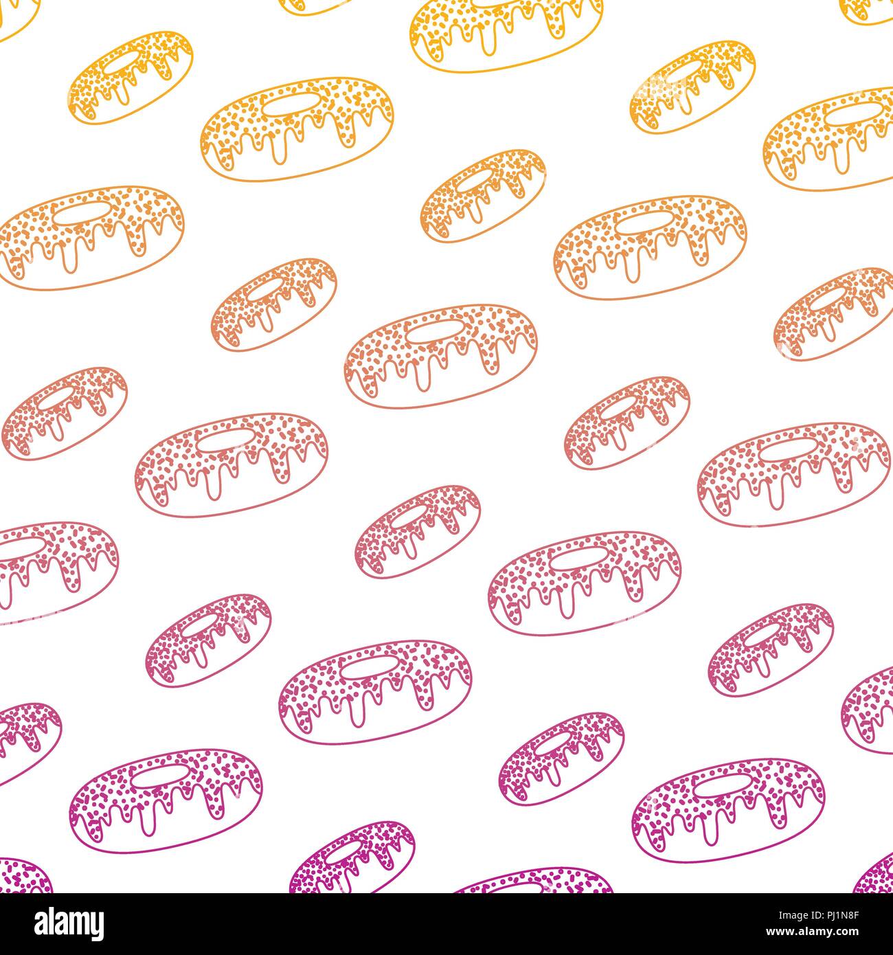 degraded line tasty donut sweet pastry background Stock Vector Image ...