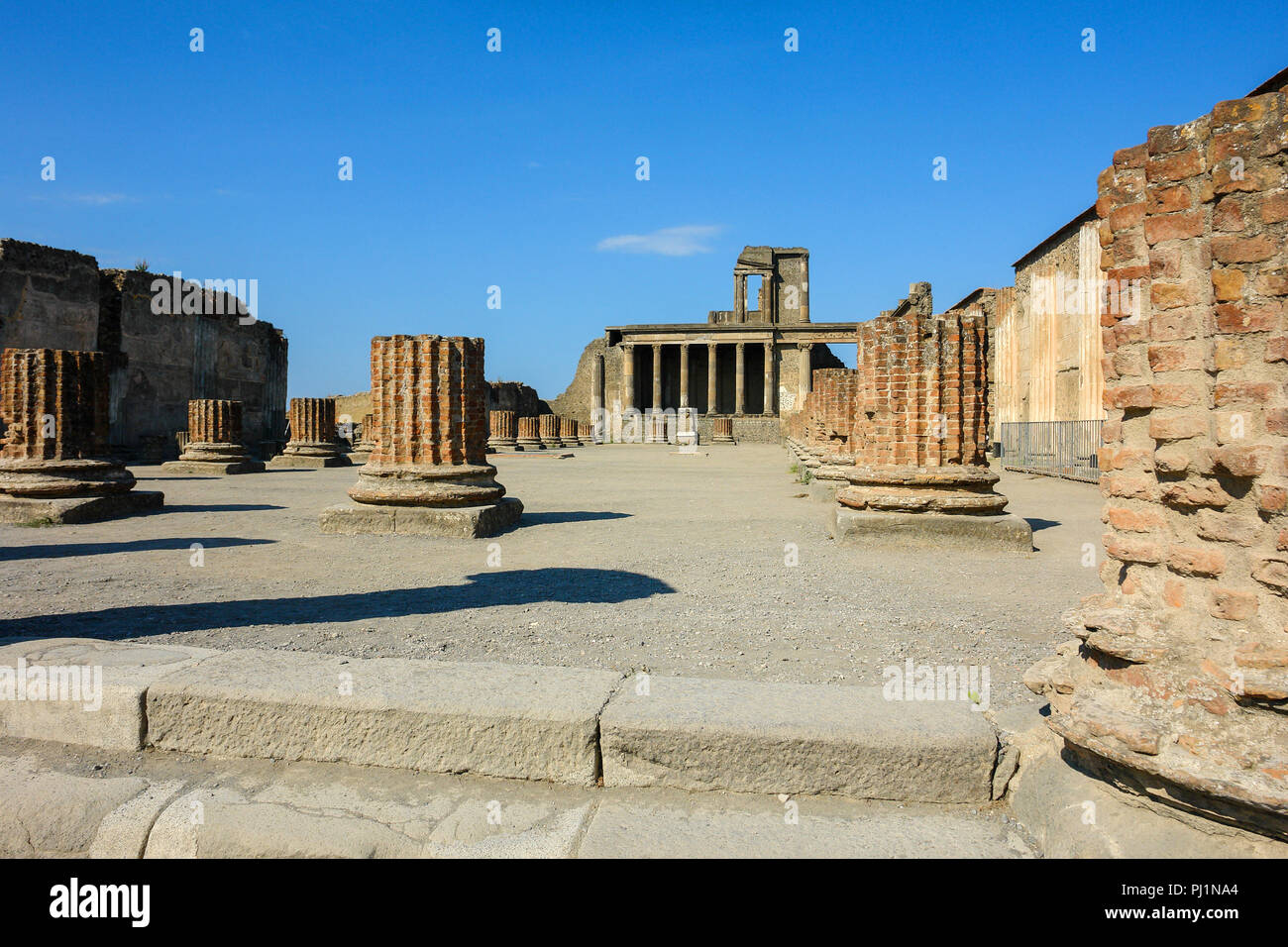 Ruins of the ancient roman city of Pompeii, which was destroyed by the ...