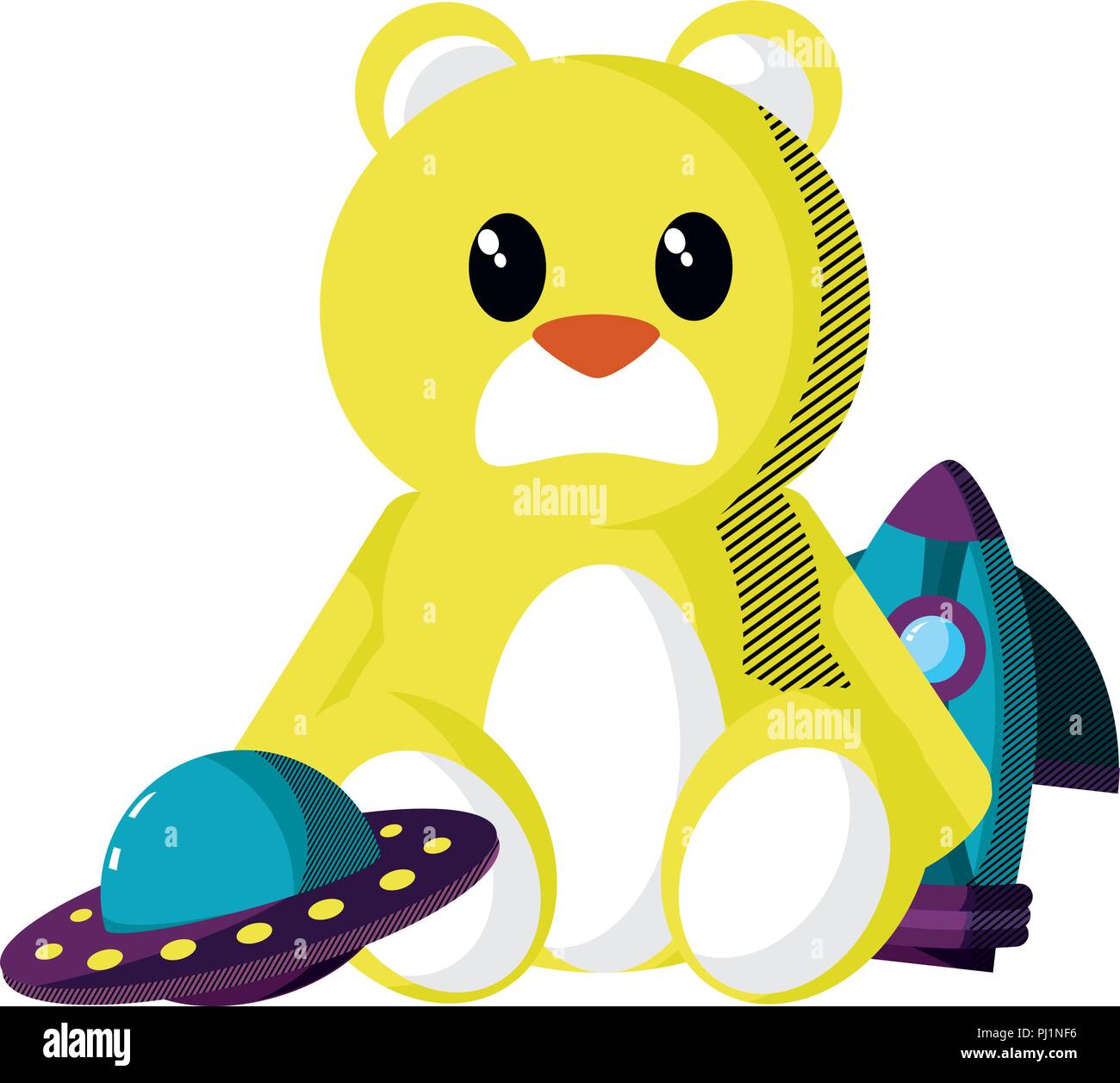 teddy bear with rocket and ufo toys Stock Vector Image & Art - Alamy