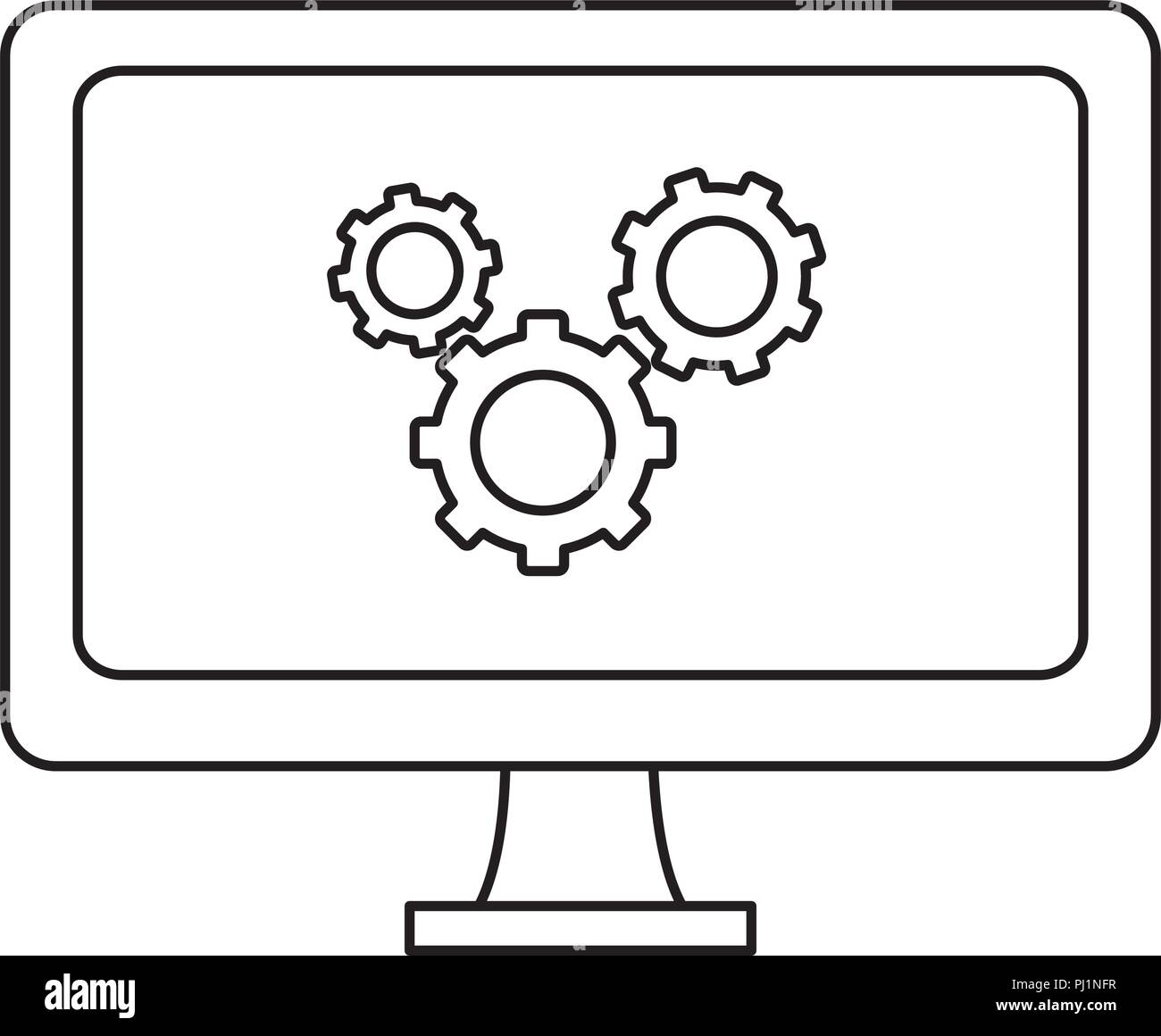 line computer technology with gears process industry Stock Vector Image ...